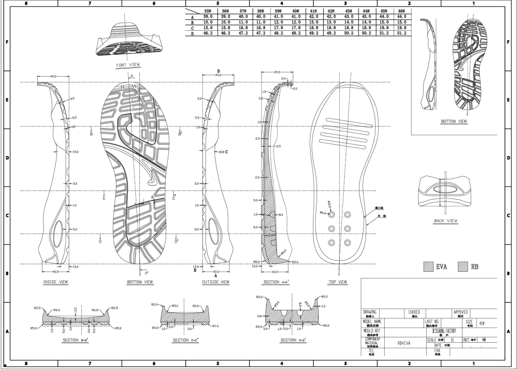 Shoe Pattern & Outsole Blue Print